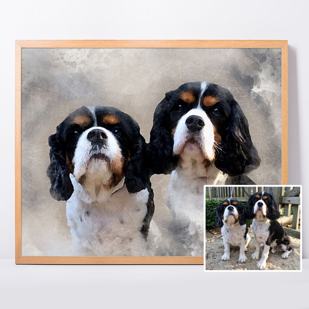 Multiple Dogs Portrait From Photo Custom Pet Portrait Custom Dog ...