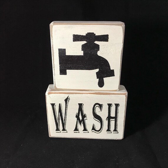 Farmhouse Bathroom wash Blocks/country Rustic/shelf | Etsy