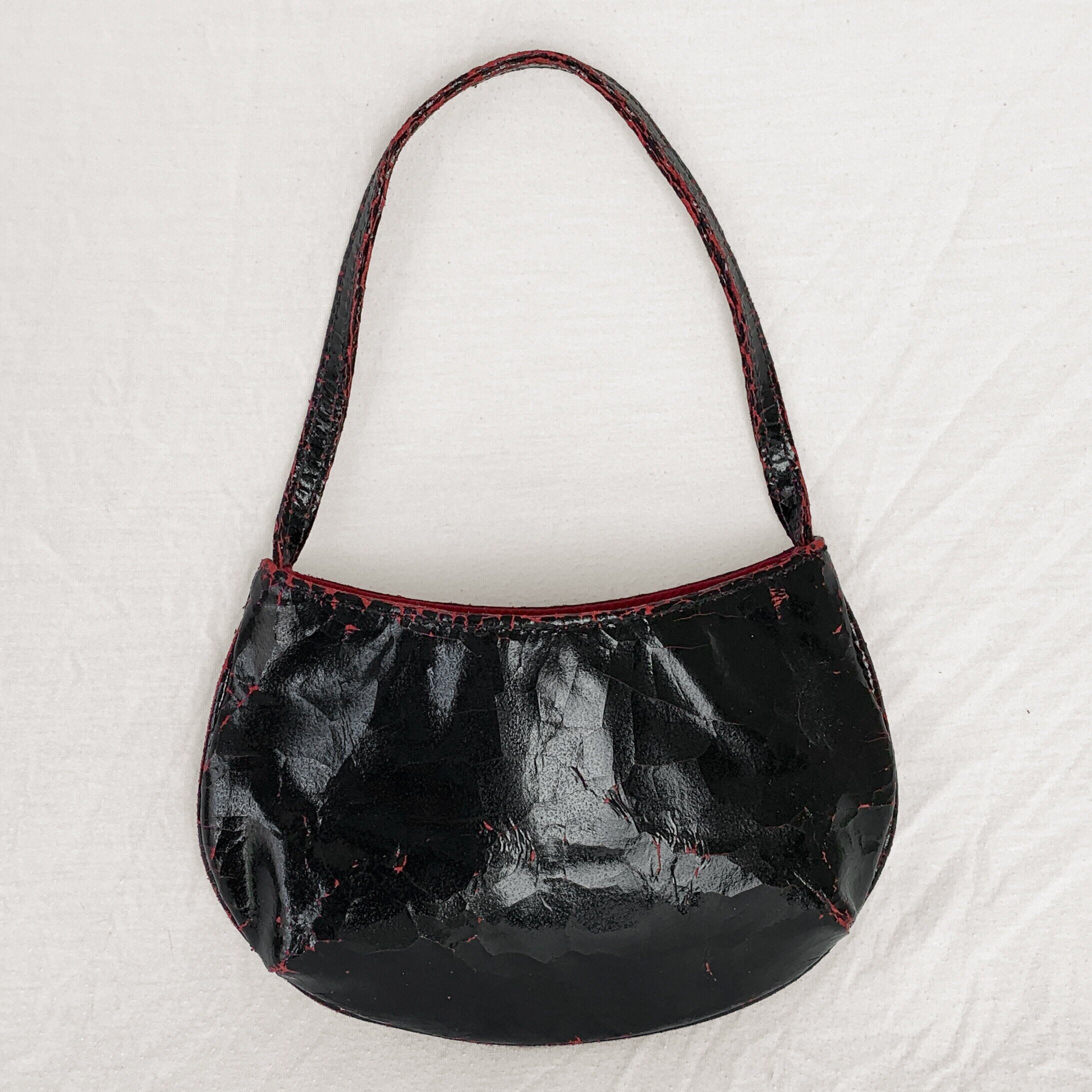 Mini Crackled Leather Handbag Shoulder Bag - Etsy