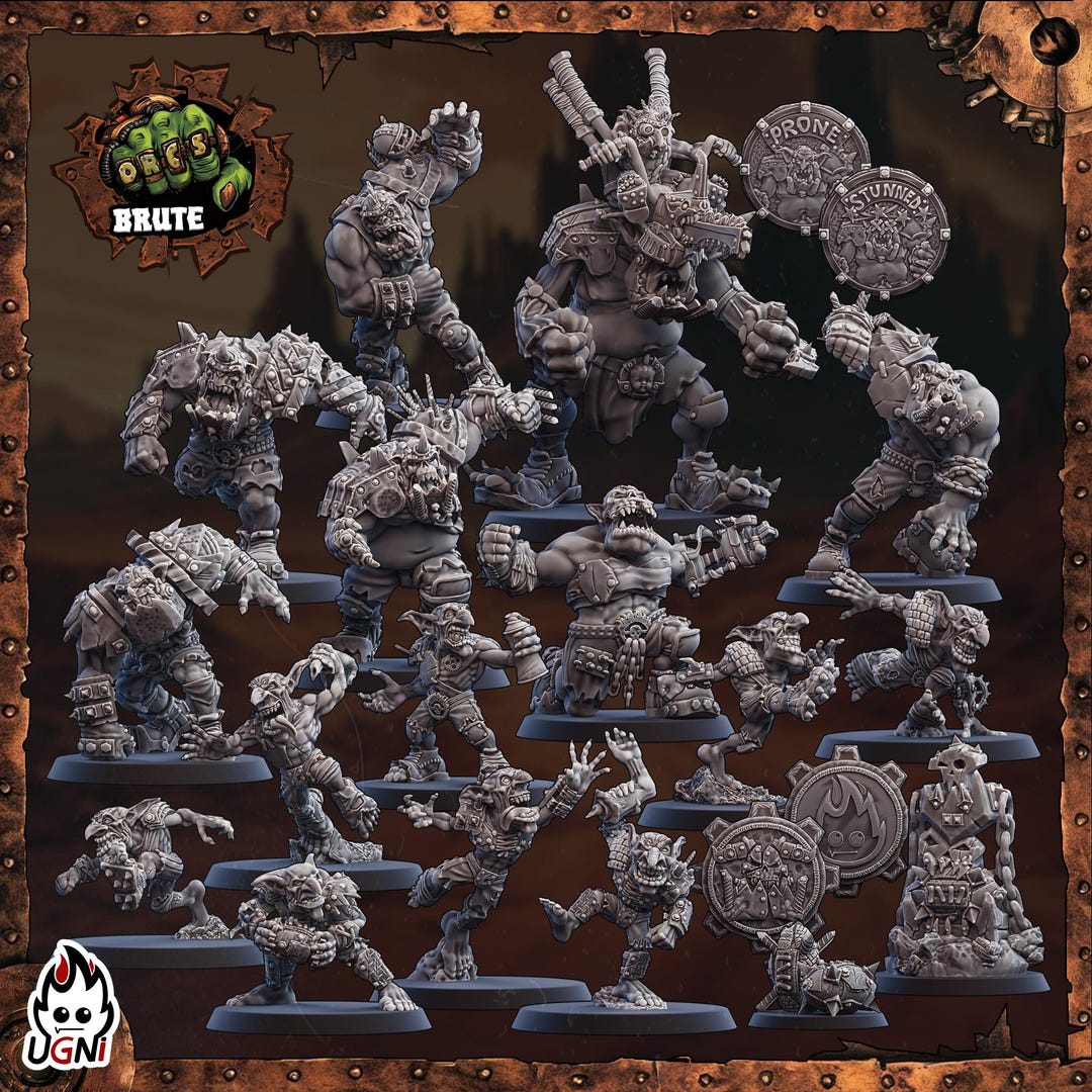 Black Orc Fantasy Football Team Miniatures – 32mm Scale | High-detail ...