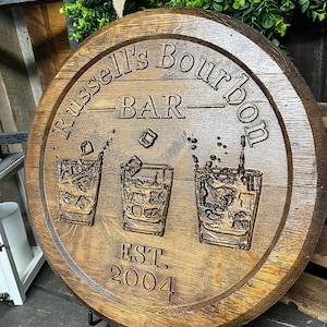 Custom Bourbon Barrel Head Signs 3D CNC Machined/carved - Etsy
