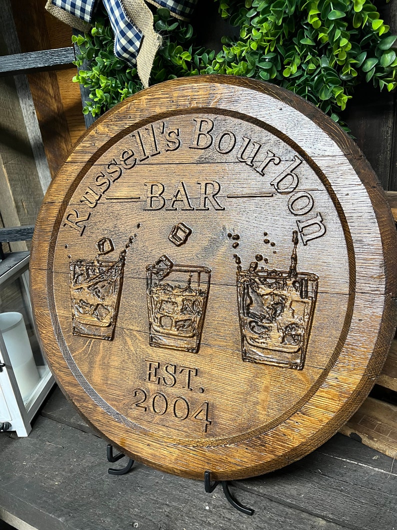 Custom Bourbon Barrel Head Signs 3D CNC Machined/carved - Etsy