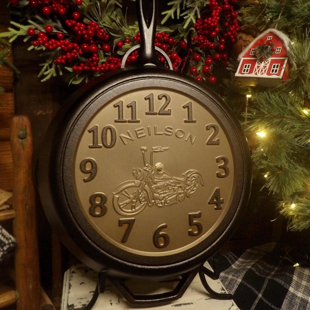 12” Cast Iron Skillet Clock (personalized) - Etsy