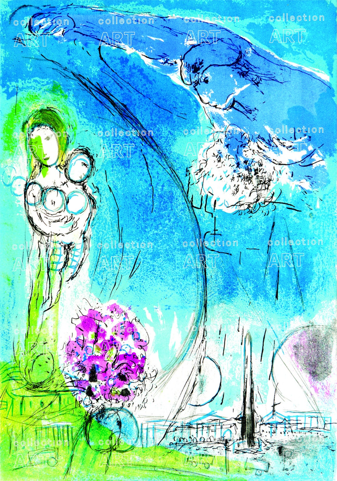 Marc Chagall Mother and Child on Place De La Concorde Wall Art ...