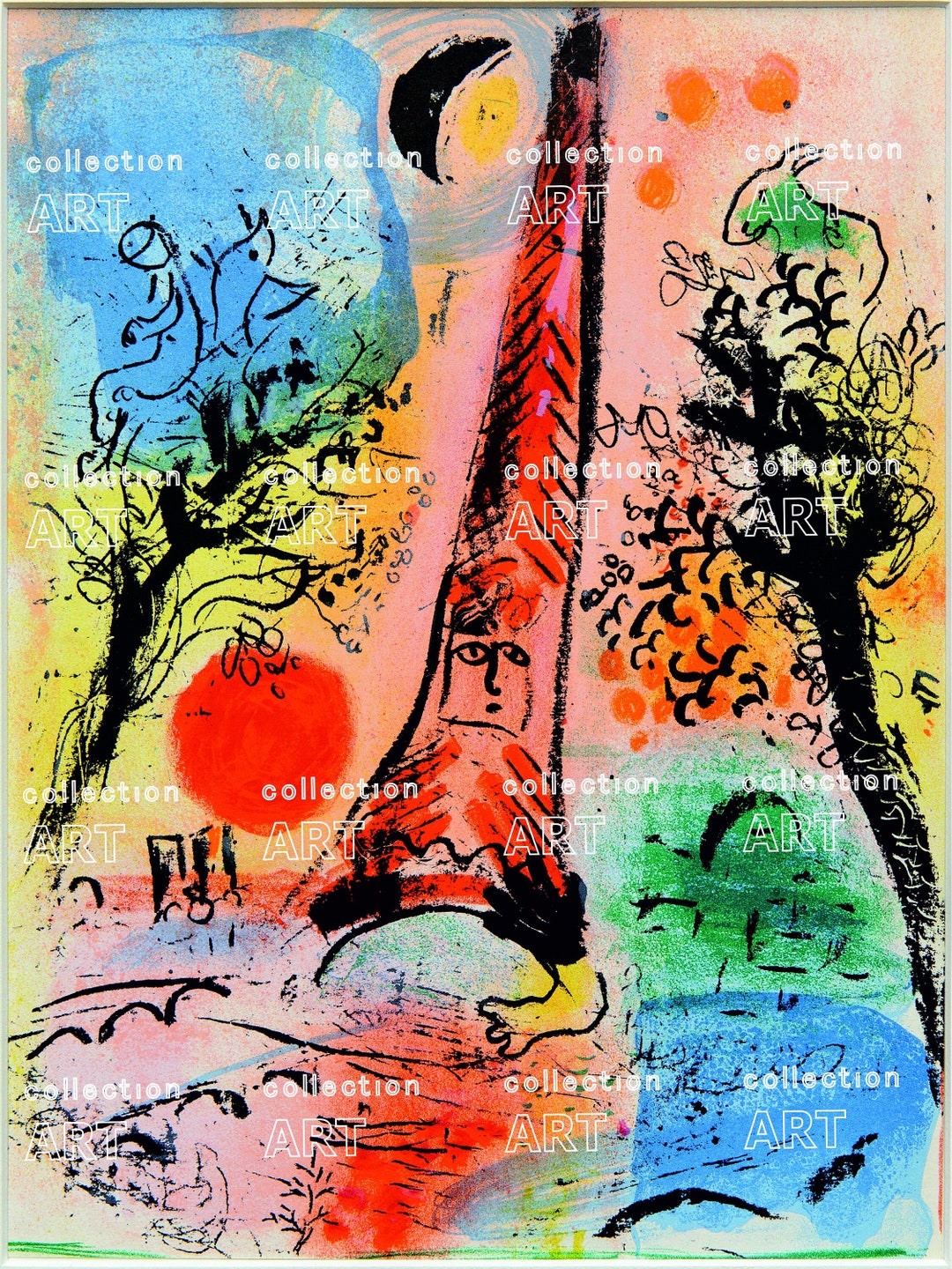Marc Chagall Vision of Paris Wall Art Masterpiece Print High Resolution ...