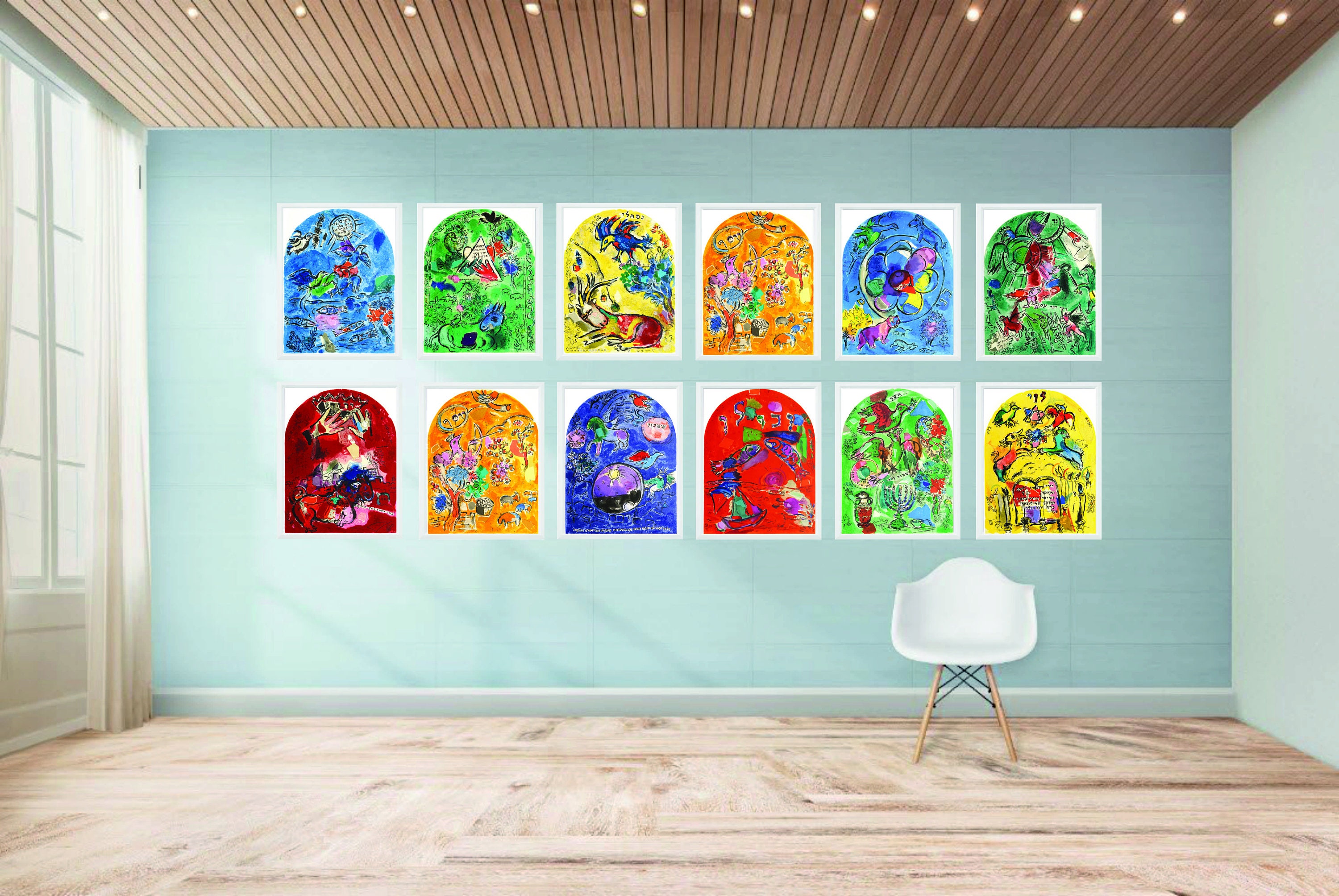 Marc Chagall, Windows Tribes Prints Jerusalem Windows Set Wall Art ...