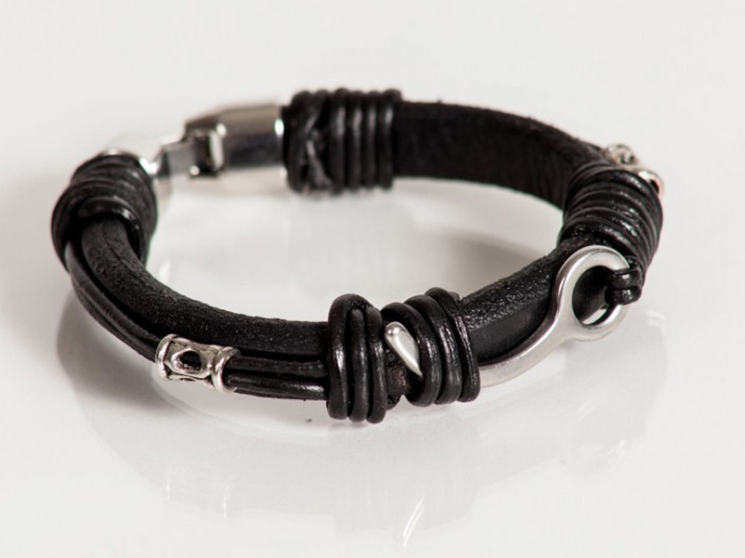 BLACK LEATHER SKYDIVING Bracelet - Etsy Denmark