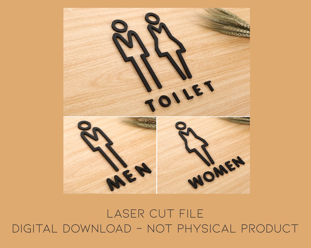 Restroom Sign Toilet Sign LASER CUT File WC Sign - Etsy