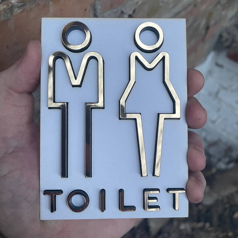 Gold Toilet Sign Restroom Sign WC Sign - Etsy