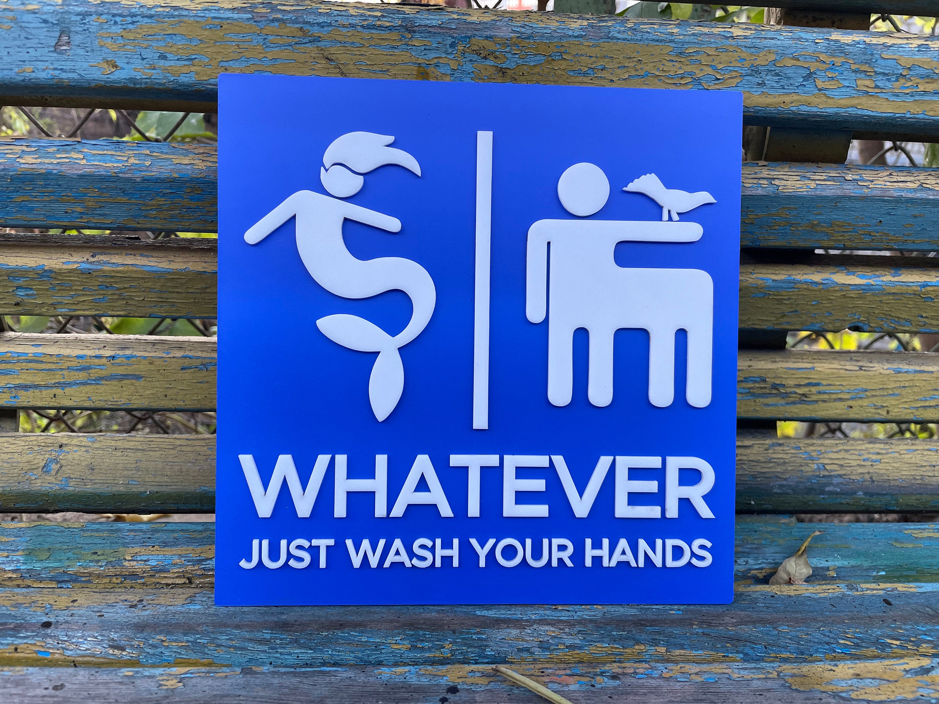 Whatever Just Wash Your Hands All Gender Restroom Sign Toilet Sign WC ...