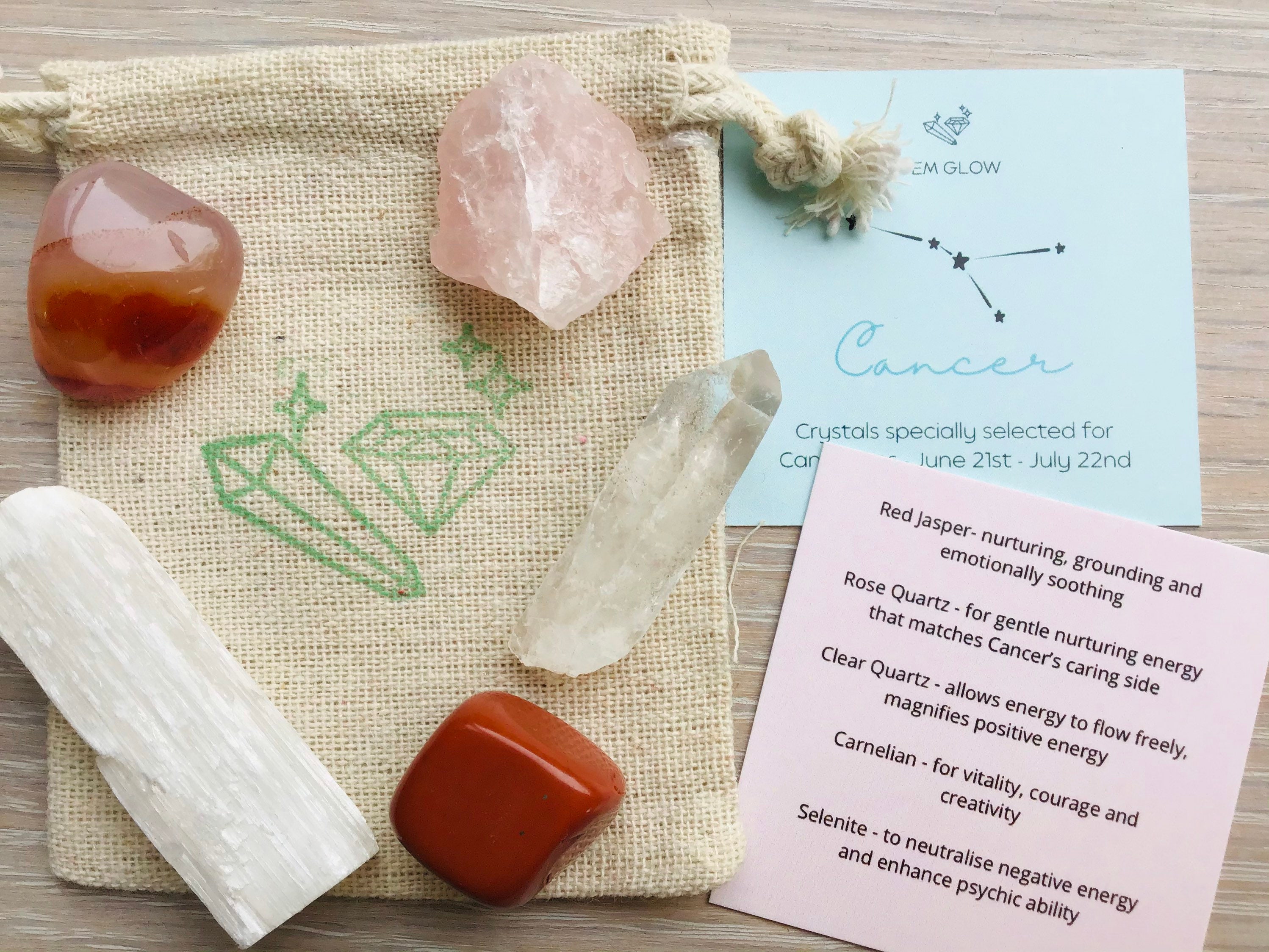 Crystal Set For Cancer Zodiac Healing Crystals Kit Cancer Etsy