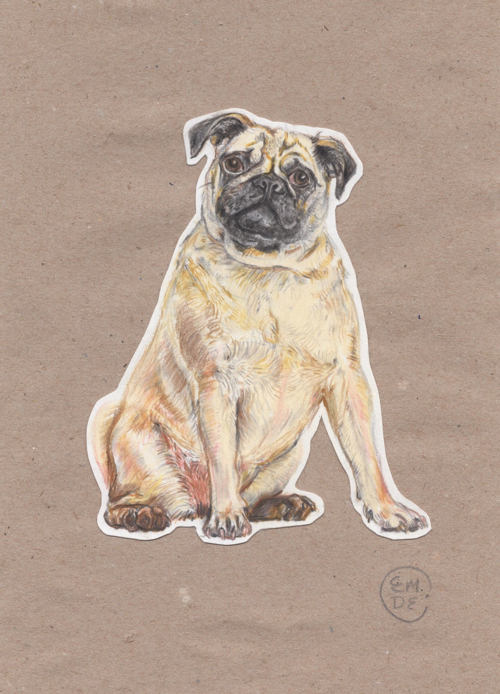 Mops rysunek pug portret psa | Etsy