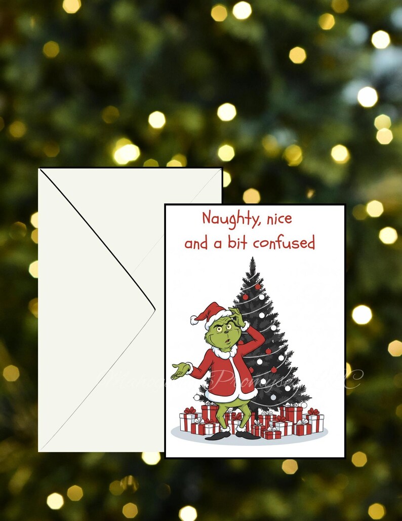 Grinch Confused Card, Holiday Joke Card, Digital Christmas Greeting ...