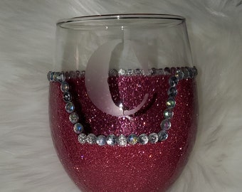 Personalized, Glitter, Rhinestone, Wine Glasses,smooth Finish ...