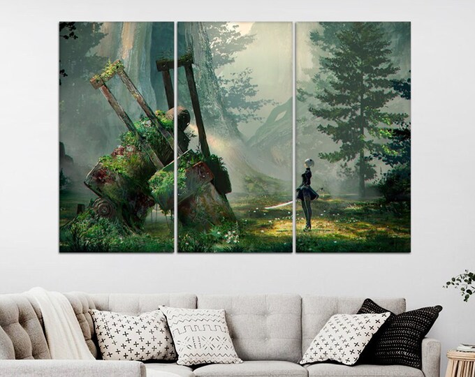Large Wall Art Nier Automata Art, Game Wall Art, Nier Automata 2B ...