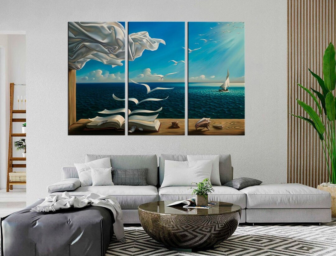 Seascape - Salvador Dali - Sailing Boat Sea Waves - Book Pages in the ...