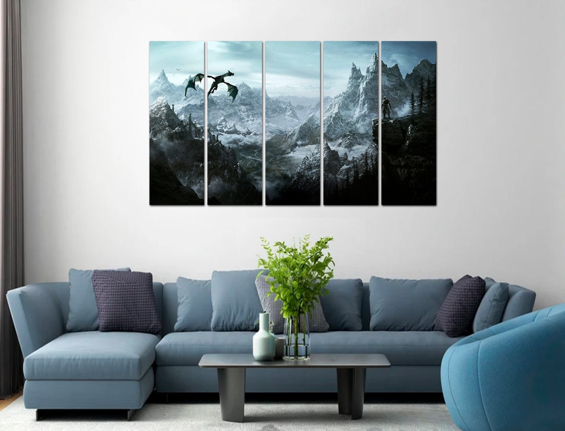 The Elder Scrolls Skyrim Game Poster Canvas Print Playroom Wall Art ...