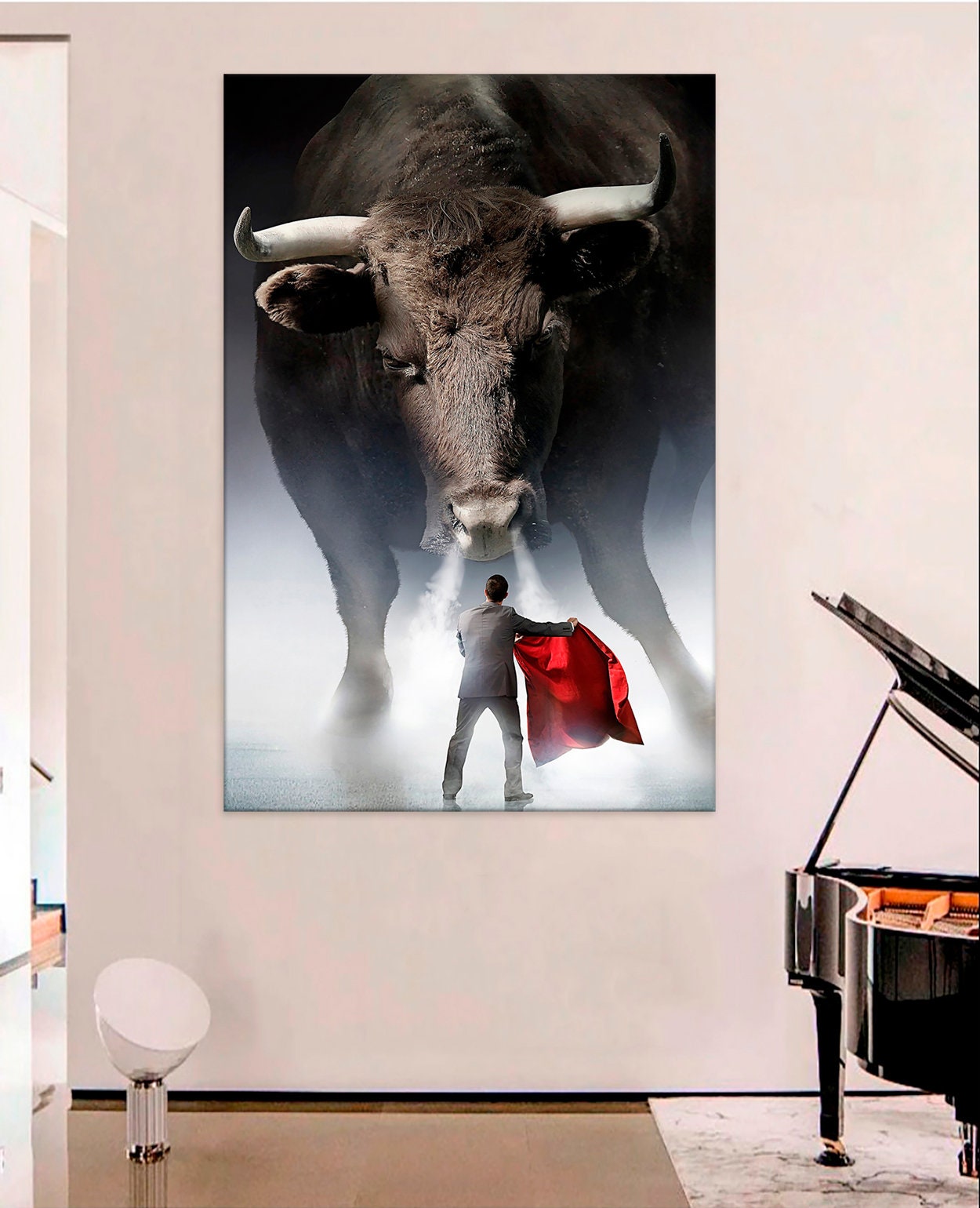 Aggressive Bull Wall Art, Matador Angry Animal, Rodeo Sport Modern Home ...