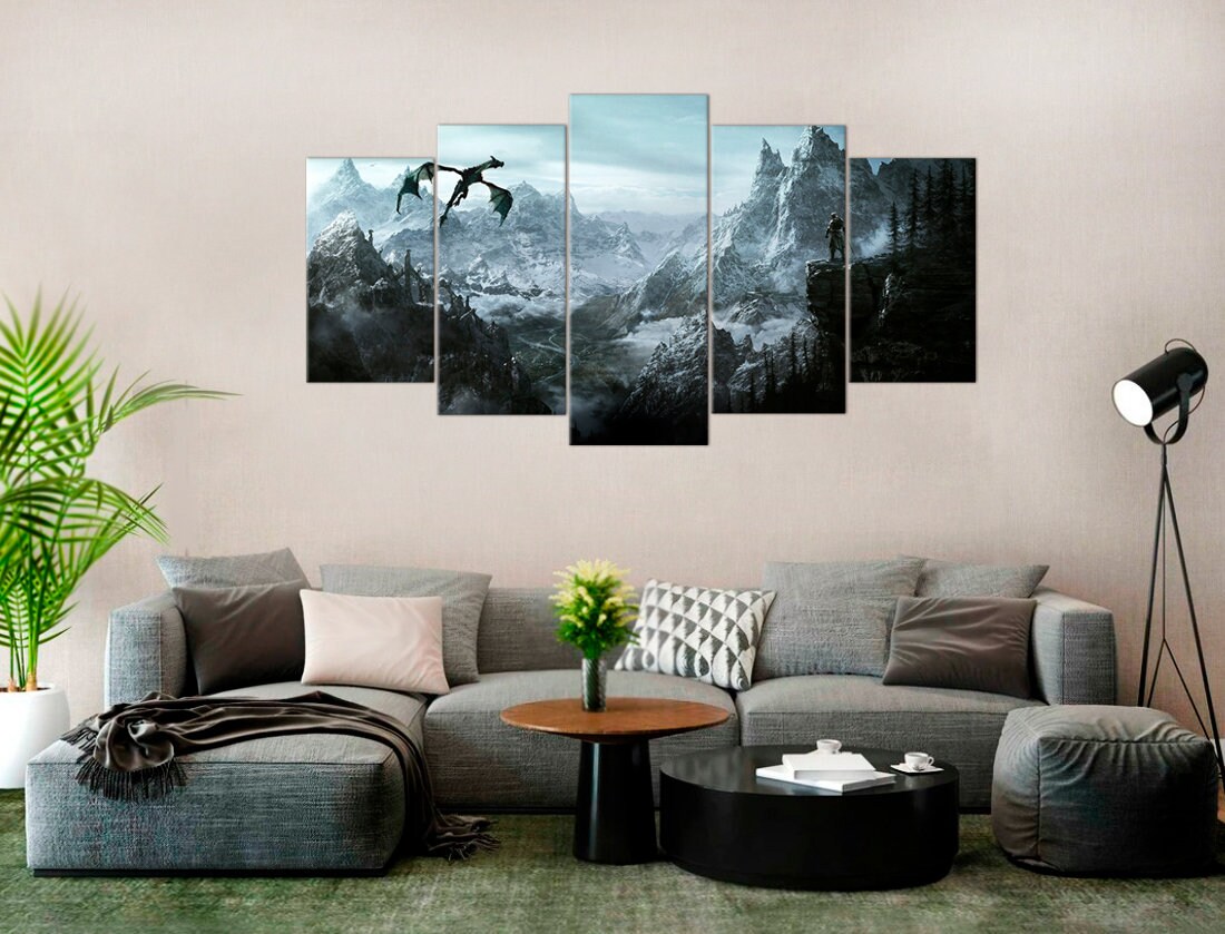 The Elder Scrolls Skyrim Game Poster Canvas Print Playroom Wall Art ...
