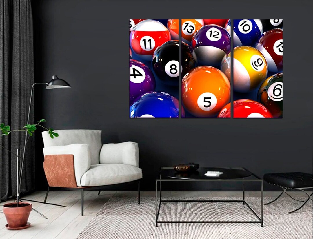 Colors Billiard Balls Wall Art Pool Table Sport Game Prints Modern Home ...