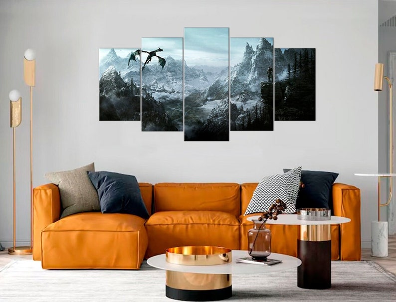 The Elder Scrolls Skyrim Game Poster Canvas Print Playroom Wall Art ...