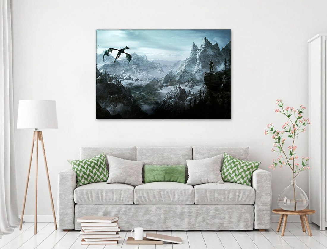 The Elder Scrolls Skyrim Game Poster Canvas Print Playroom Wall Art ...