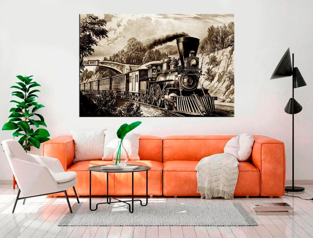 Train Large Wall Art - Diesel Locomotives Transport - Living Room Decor ...