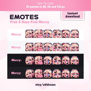 Mercy 'pink & Rose Pink' Emotes | Overwatch 2 | Emotes for Twitch ...