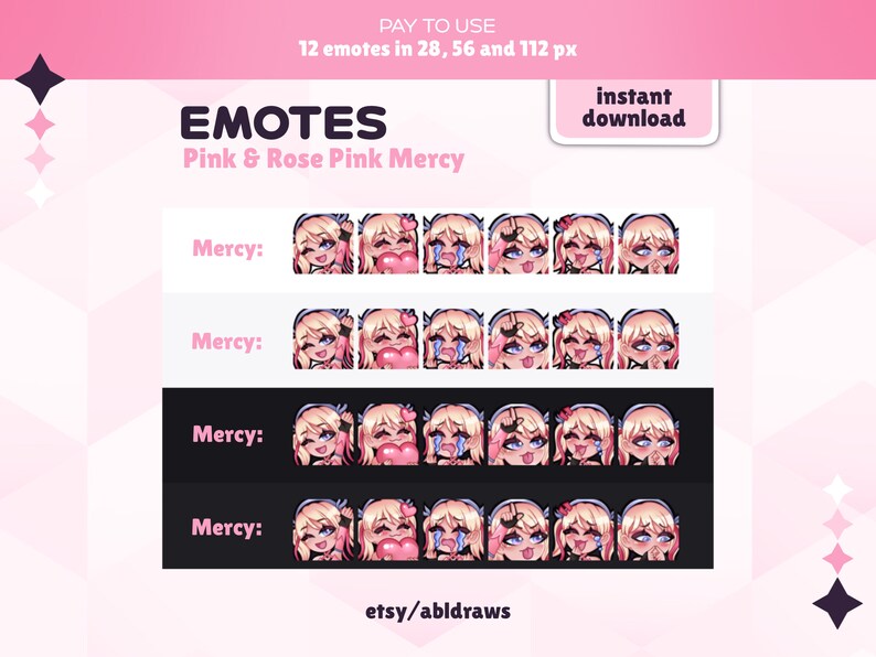 Mercy 'pink & Rose Pink' Emotes | Overwatch 2 | Emotes for Twitch ...