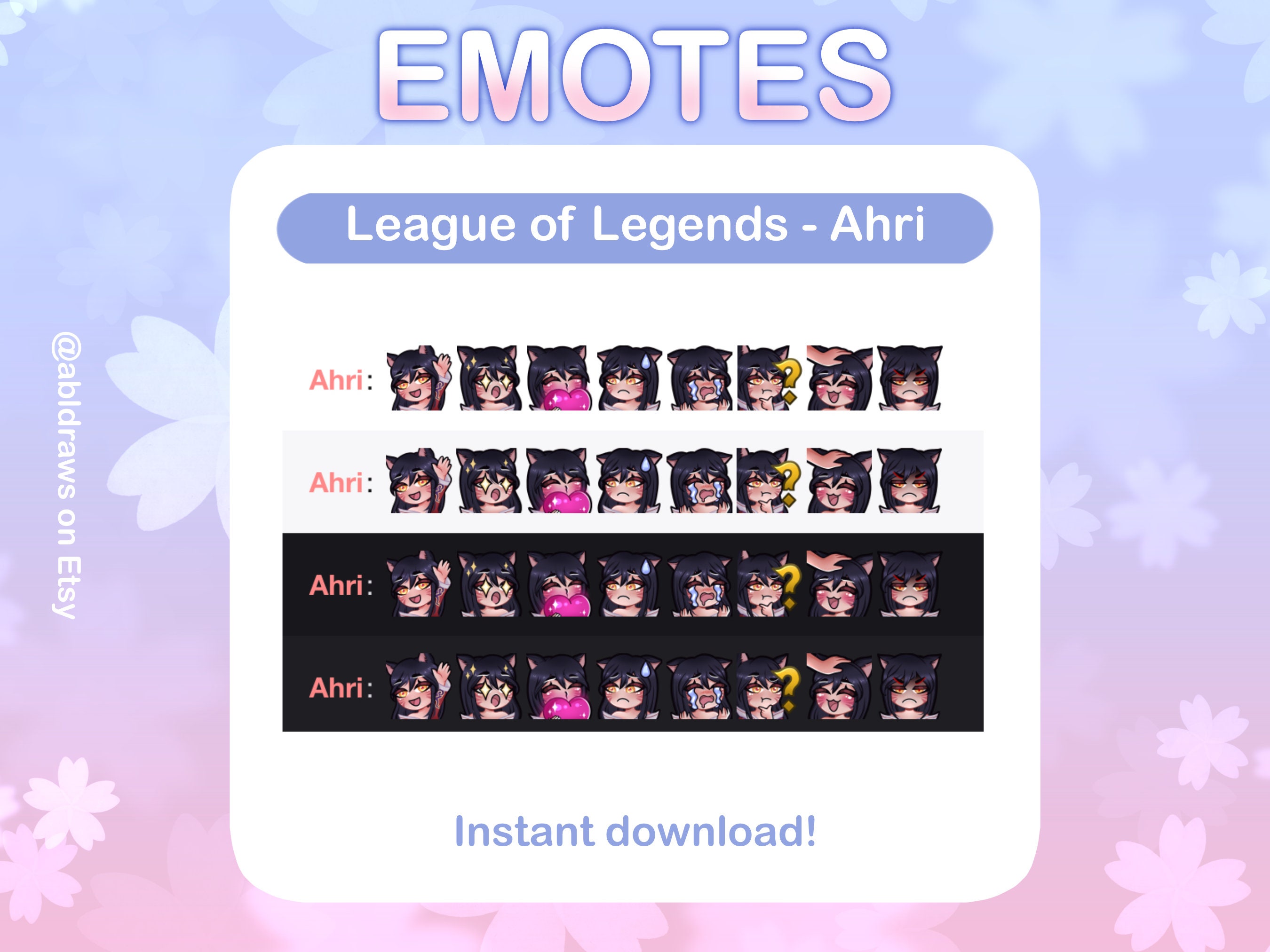 Ahri Emotes League of Legends Emotes for Twitch, Youtube and Discord - Etsy