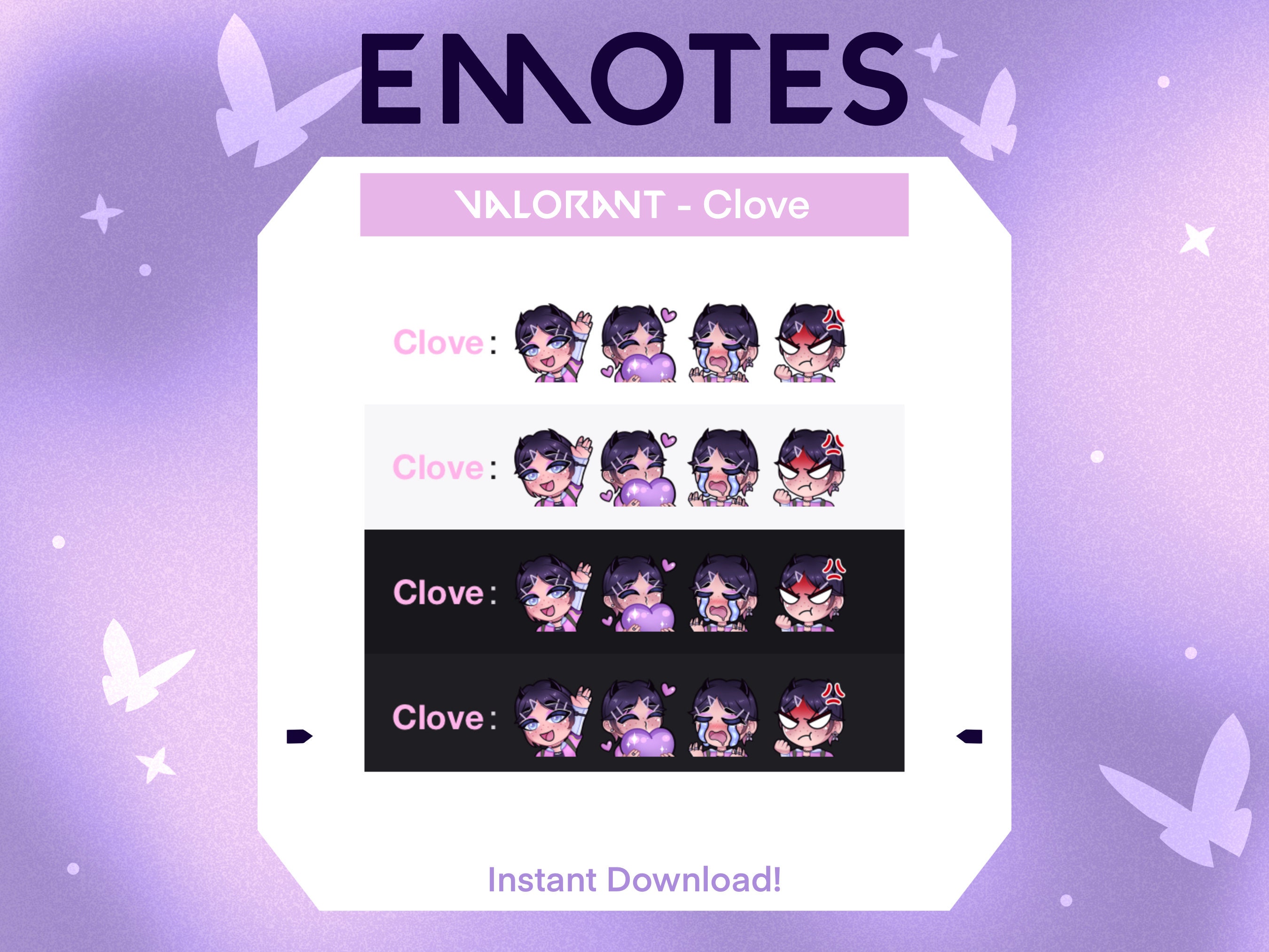 Clove Emotes VALORANT Emotes for Twitch, Youtube and Discord - Etsy