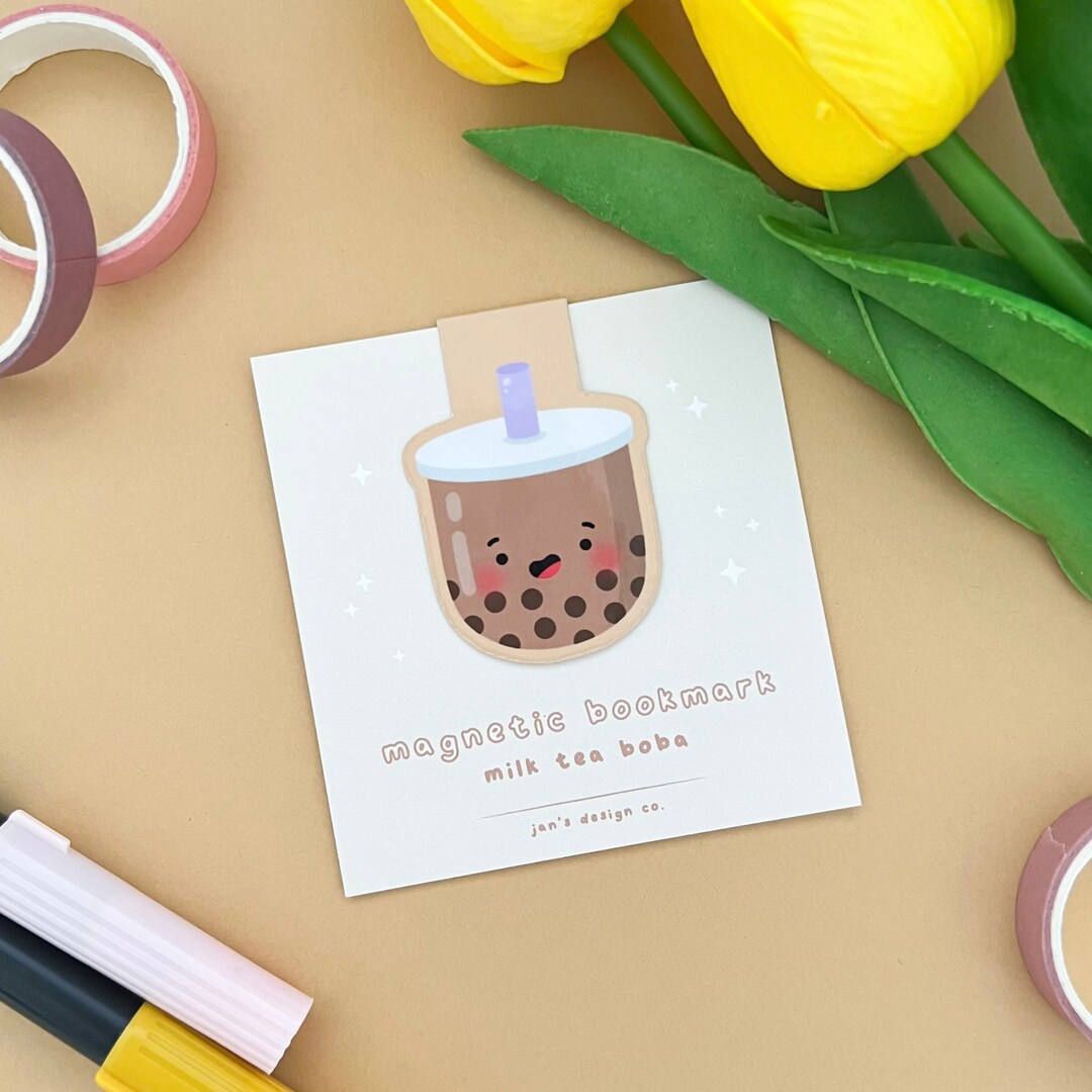 Milk Tea Boba Magnetic Bookmark Bubble Tea, Asian Food, Asian Drinks ...
