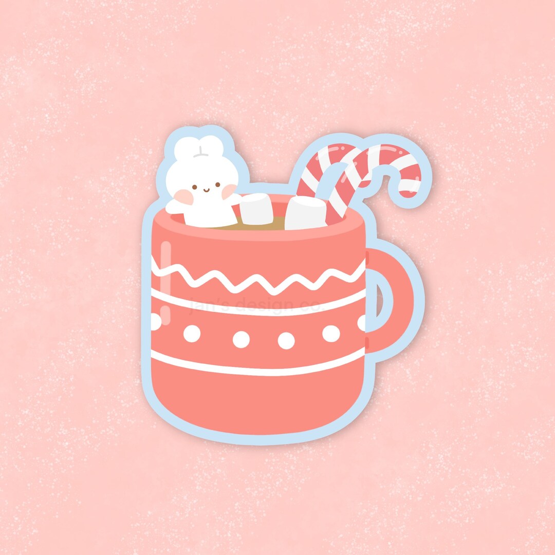 Hot Chocolate Bunny Sticker Cute Christmas Stickers Xmas - Etsy