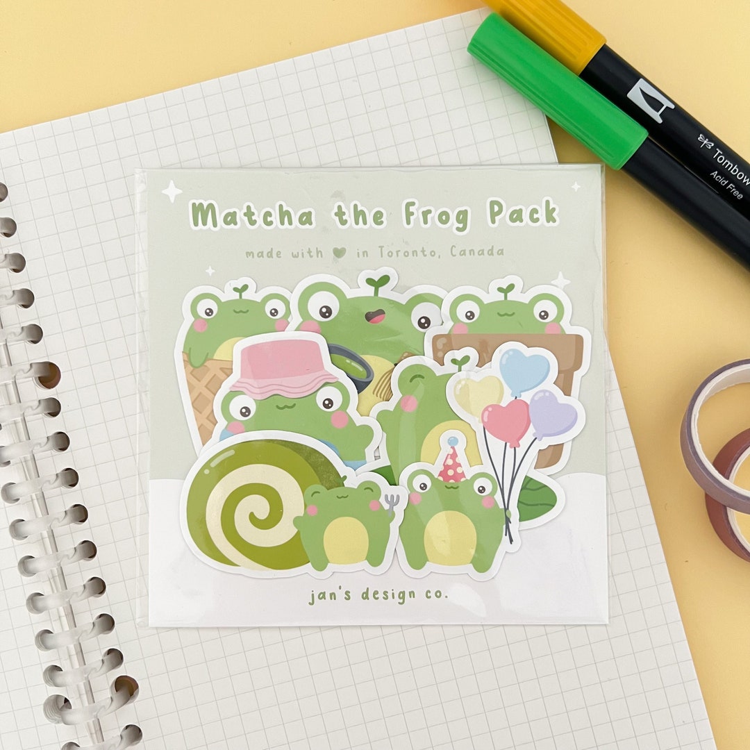 Cute Frogs Sticker Pack | Froggy Sticker Bundle, Animals, Dessert ...