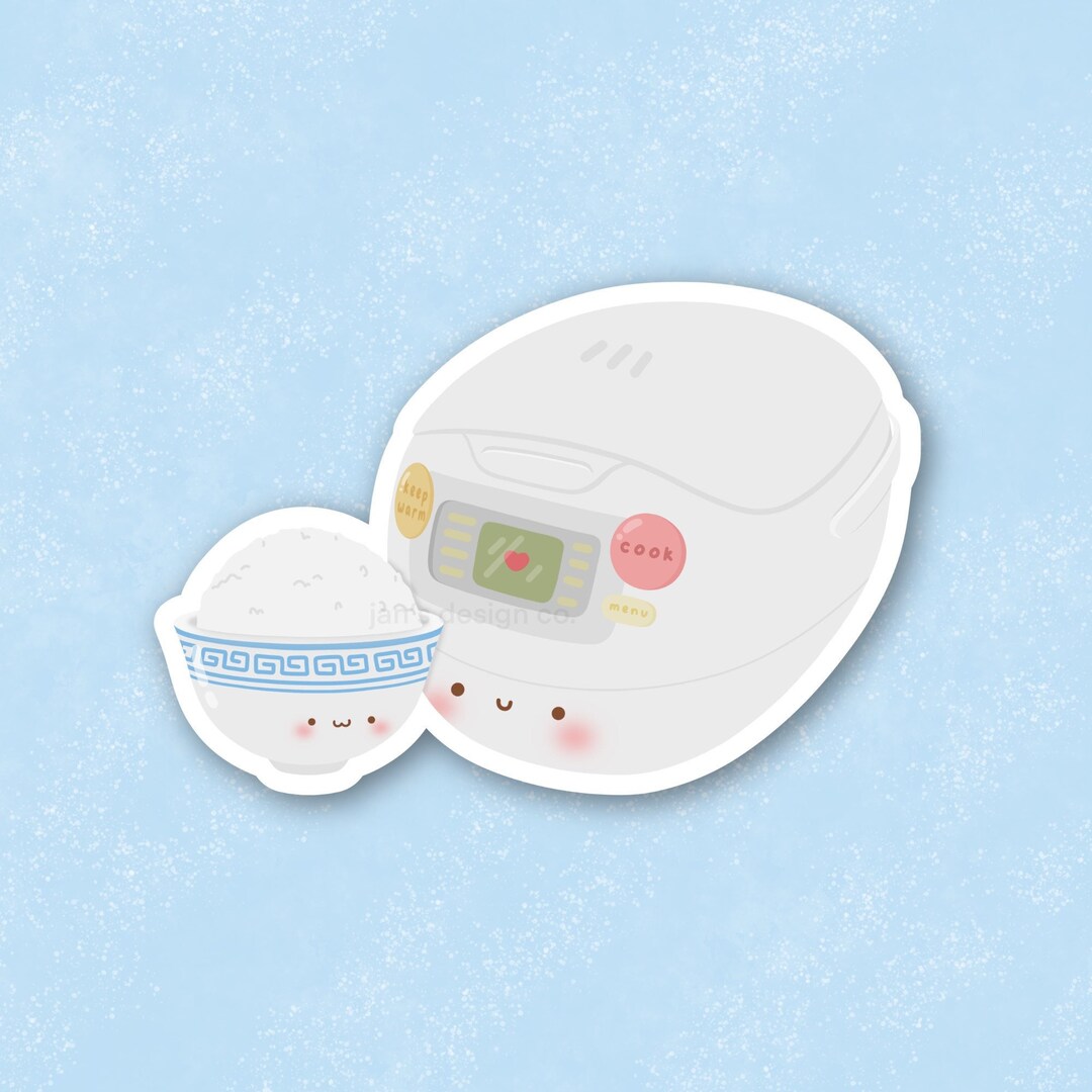 Rice Cooker Sticker Cute, Asian Food, Rice Bowl, Kawaii, Vinyl Die Cut ...