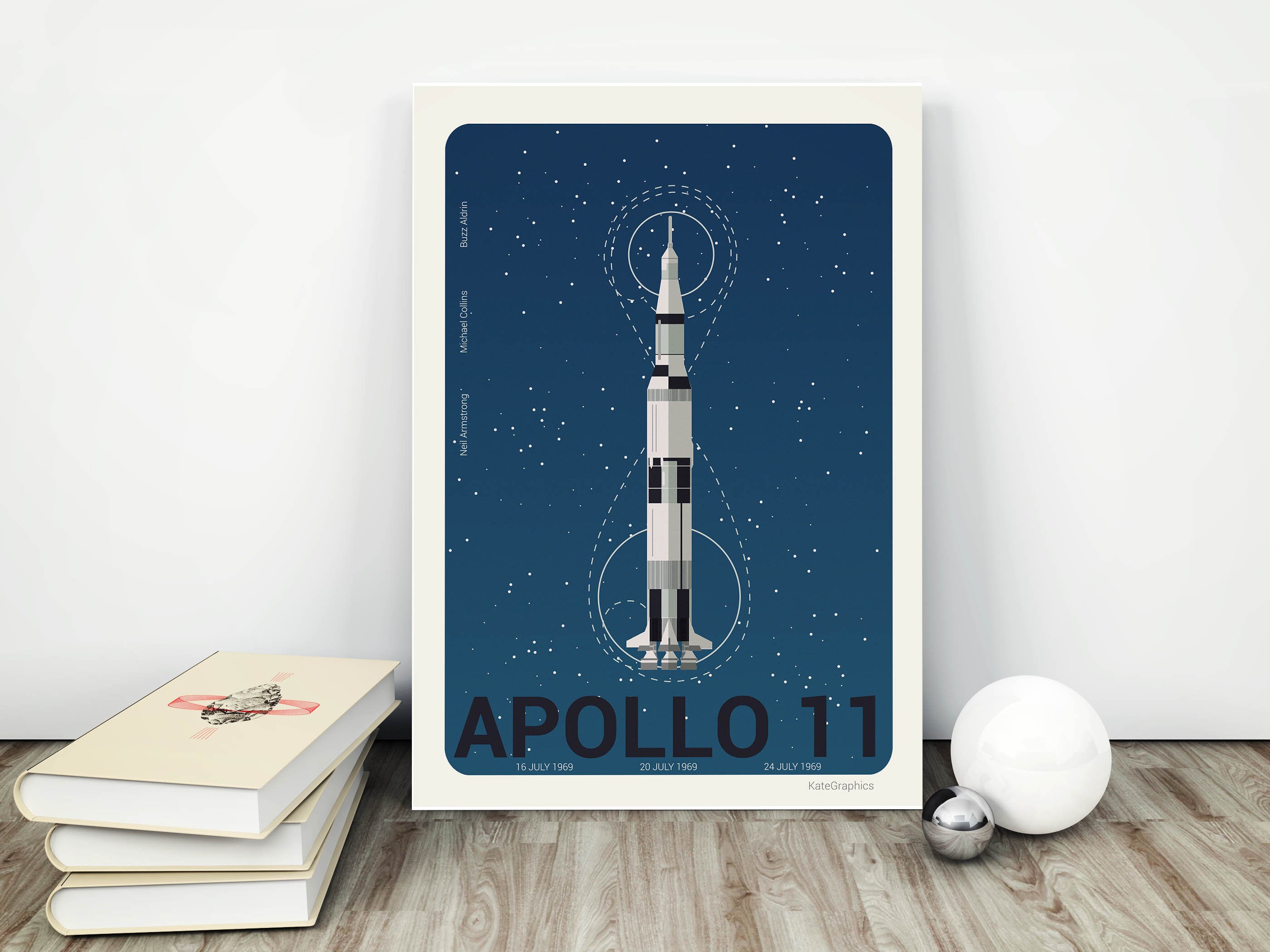 Apollo 11 Saturn V Rocket Illustration Print, Space Travel Poster - Etsy