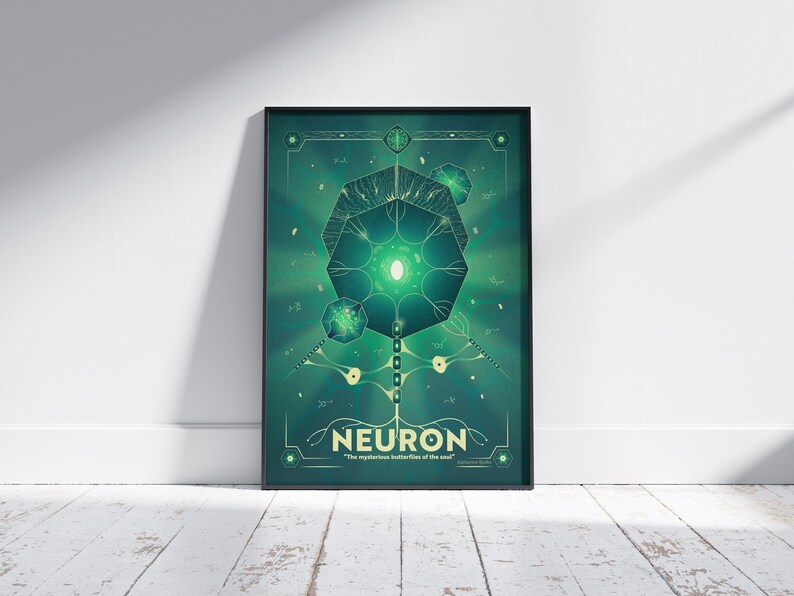 Neuron Art Print | Ramon Y Cajal Style, Brain Cell Anatomy - Etsy Canada
