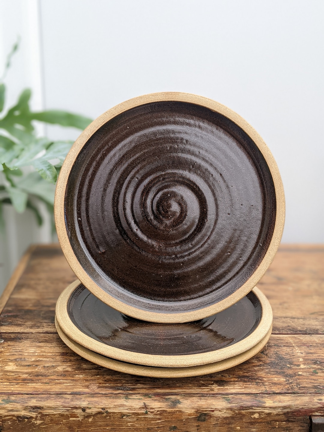 Ceramic Handmade Plate Tenmoku Black/brown Glaze - Etsy