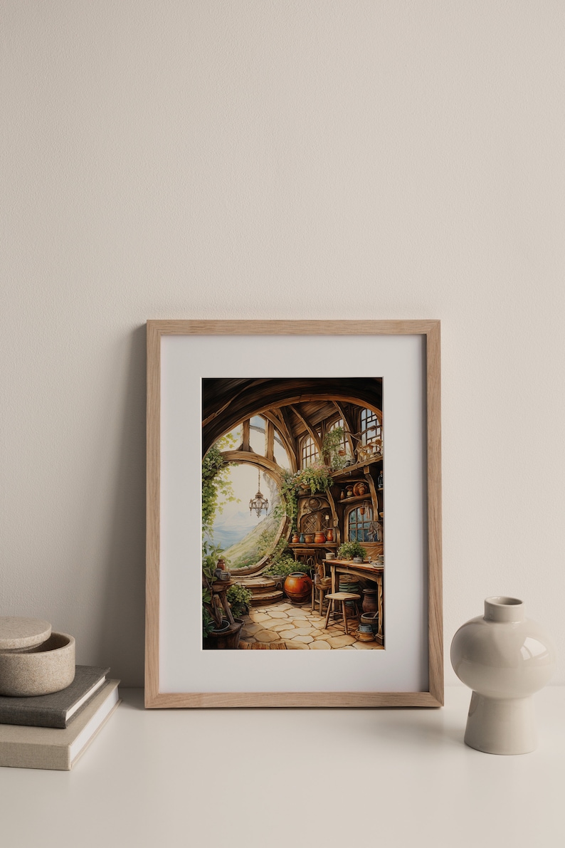 The Shire Inside Bilbo Baggins Home Stunning Watercolor Print of ...