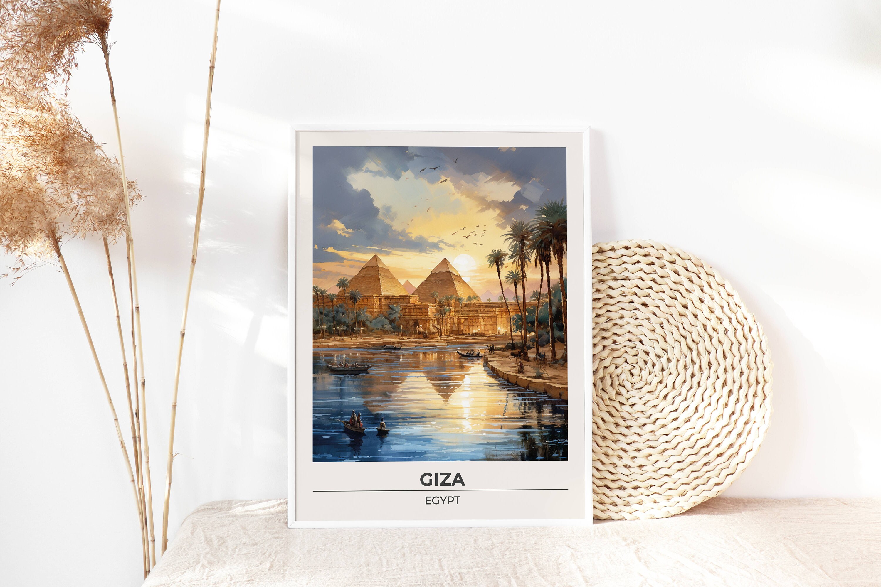 Pyramids of Giza Egypt Watercolor Illustrations 2 Versions - Etsy