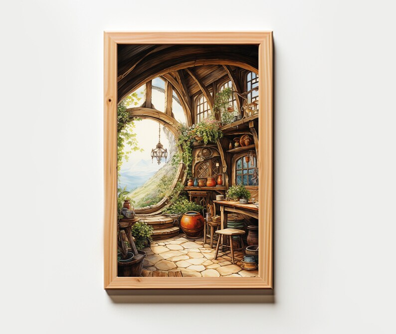 The Shire Inside Bilbo Baggins Home Stunning Watercolor Print of ...