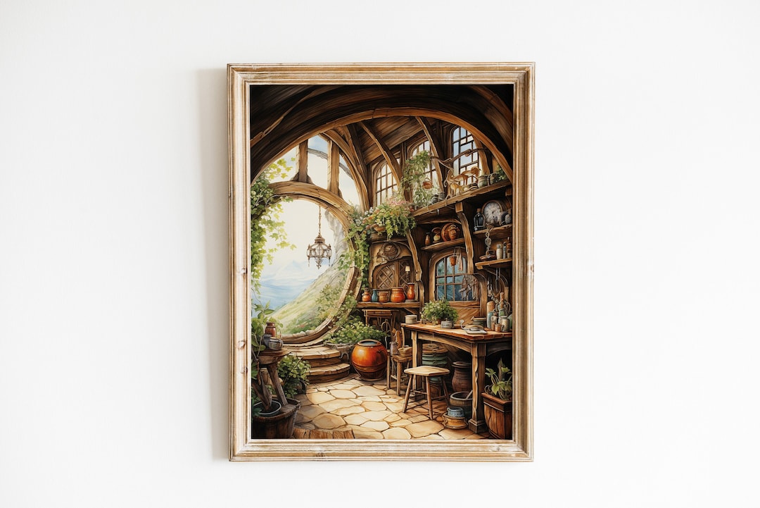 The Shire - Inside Bilbo Baggins Home - Stunning Watercolor Print of ...