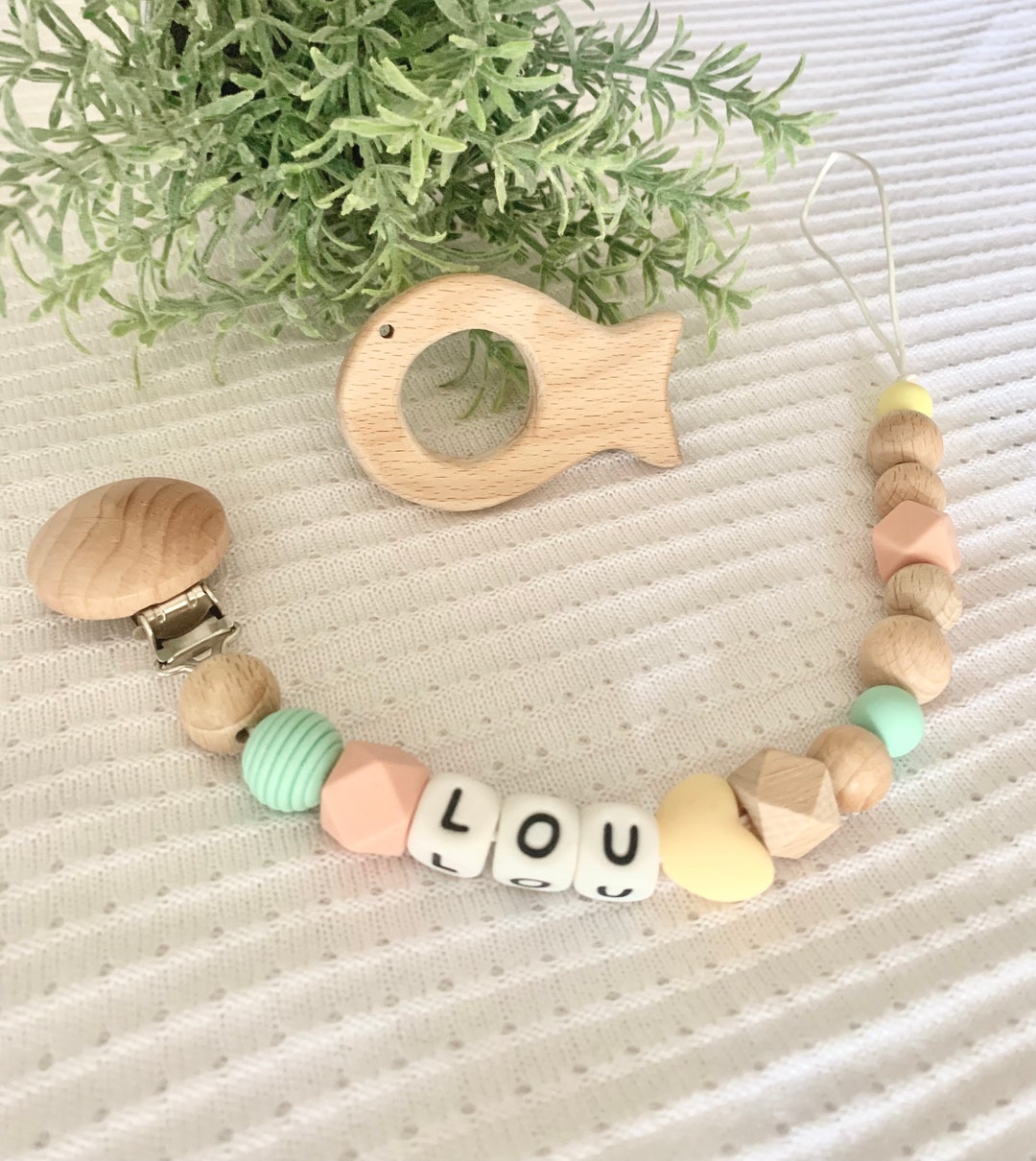 Personalized Pacifier Attachment/wooden Fish/pastel Colored Lollipop ...