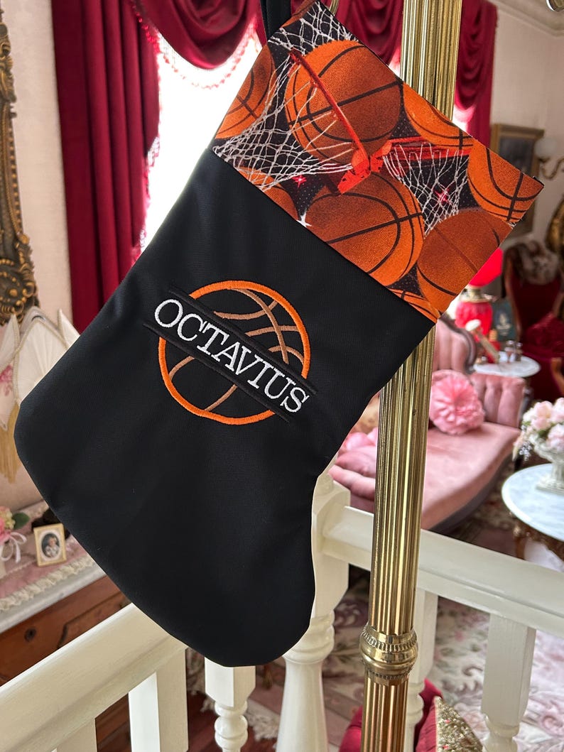 Sport Christmas Stocking With Choice of Name or Plain Golf Basketball ...