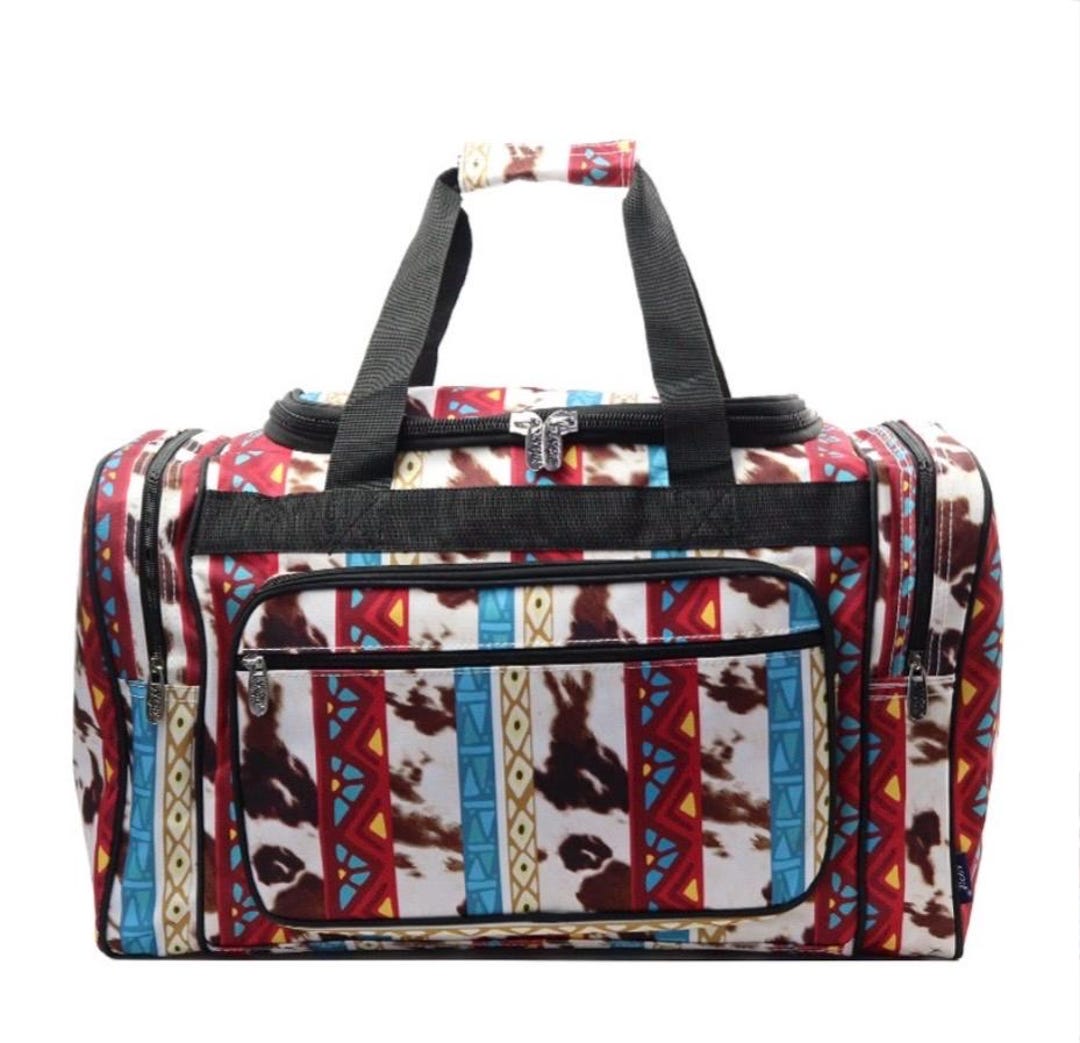 Aztec Cow Print Duffle Bag Luggage NGIL Plain or Monogram Personalized ...