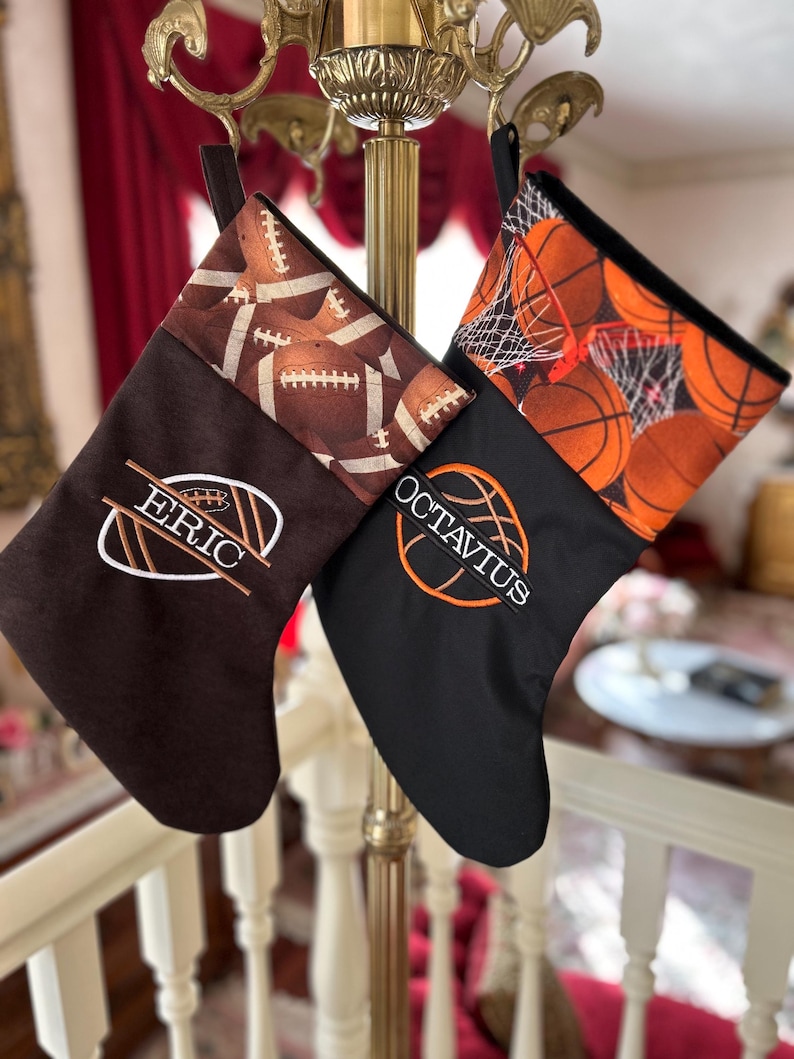 Sport Christmas Stocking With Choice of Name or Plain Golf Basketball ...