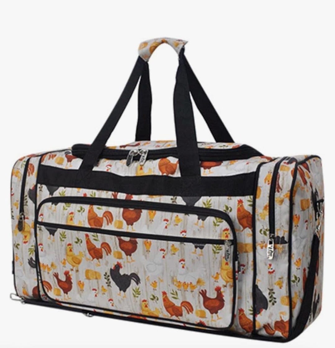 Embroidered Chicken Rooster Duffle Bag With Shoulder Strap Luggage NGIL ...