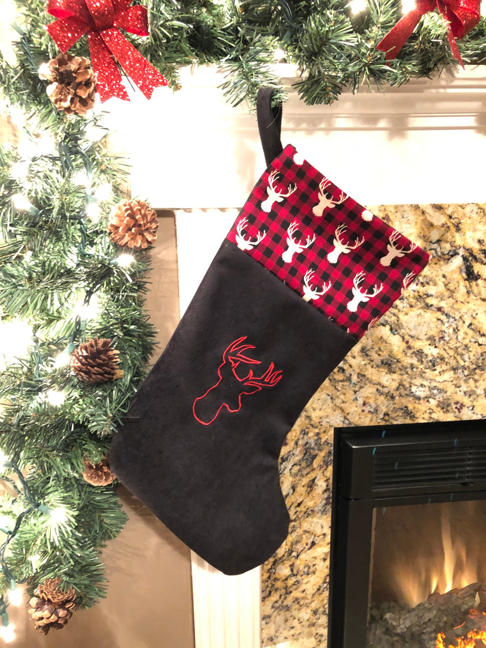 Buck Head Christmas Stocking With Choice of Name or Plain - Etsy