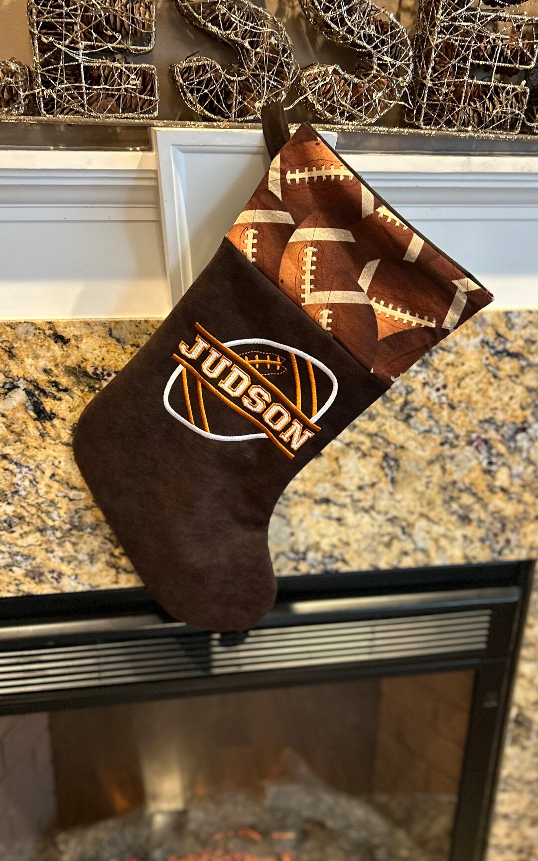 Football Christmas Stocking With Choice of Name and Thread Color - Etsy