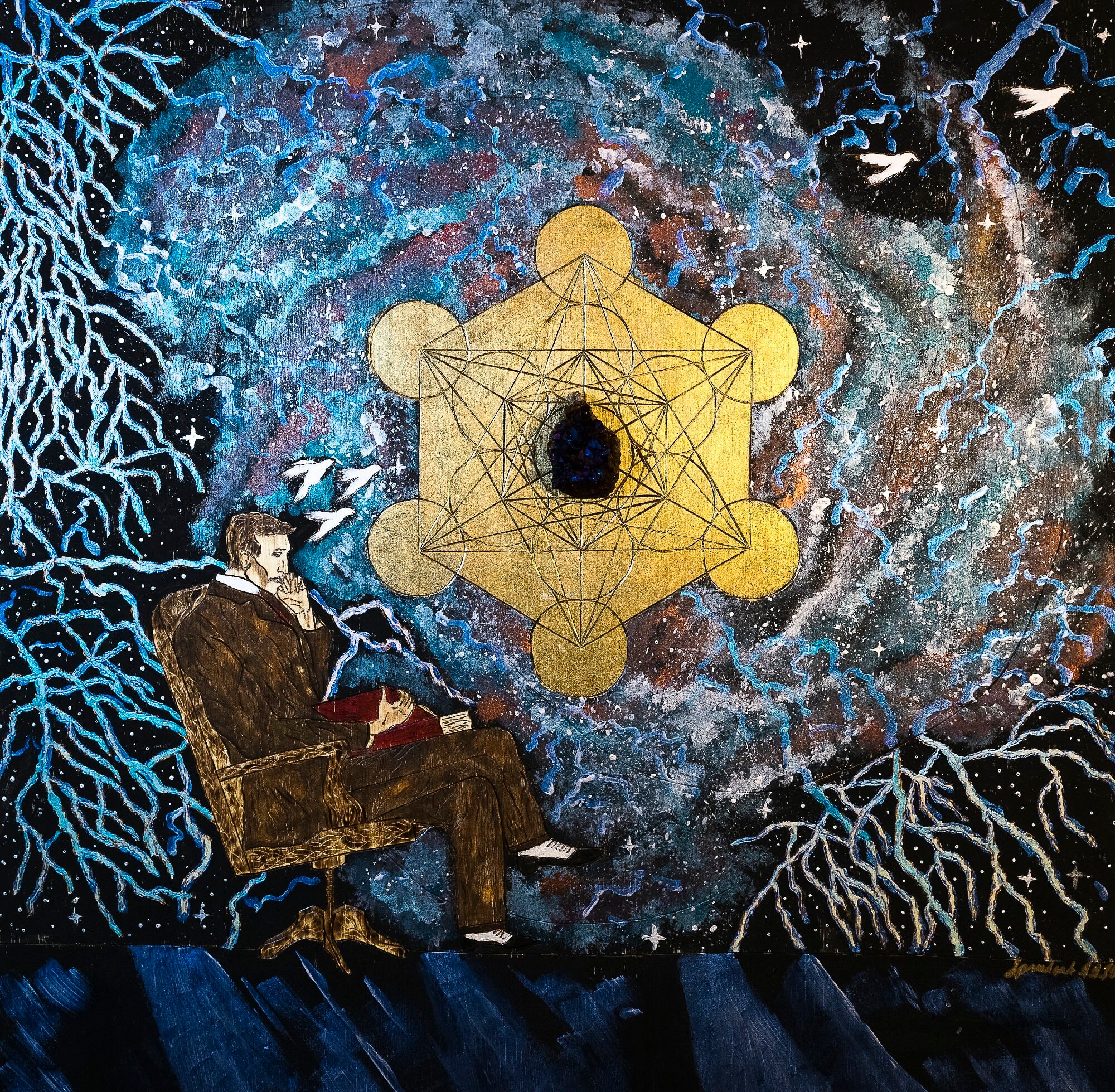 Original Nikola Tesla Metatron's Cube Print. 8 X 10 Print With 11 X 14 ...